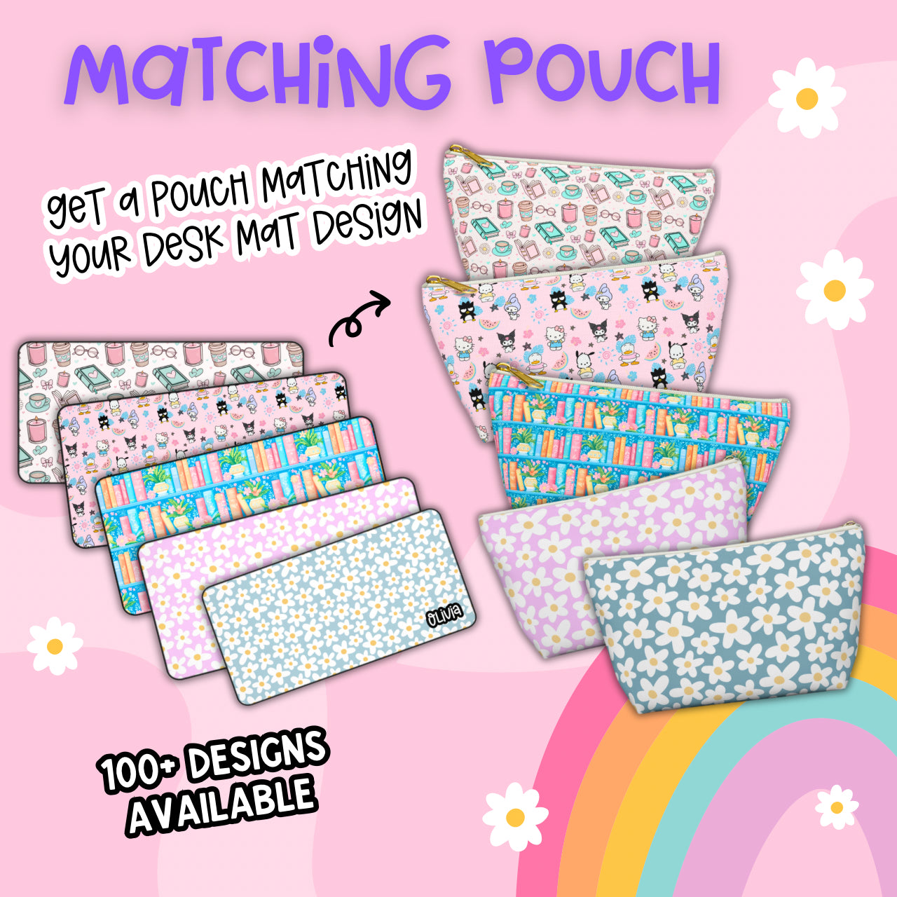 Pouch / Pencil Case Matching Desk Mat Design – Cute Designs by Keila LLC