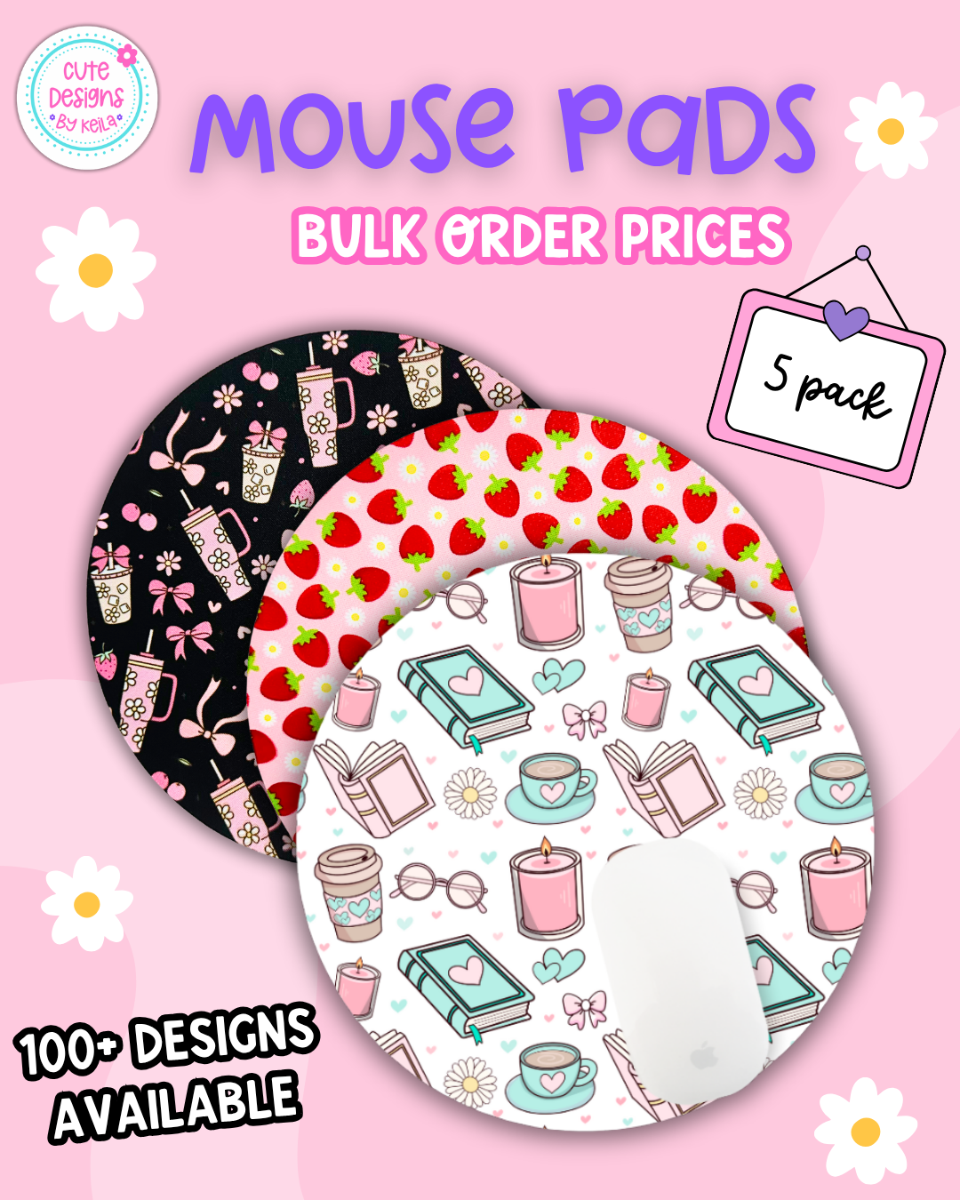 5-pack Round Mouse Pads (Free Shipping) – Cute Designs by Keila LLC